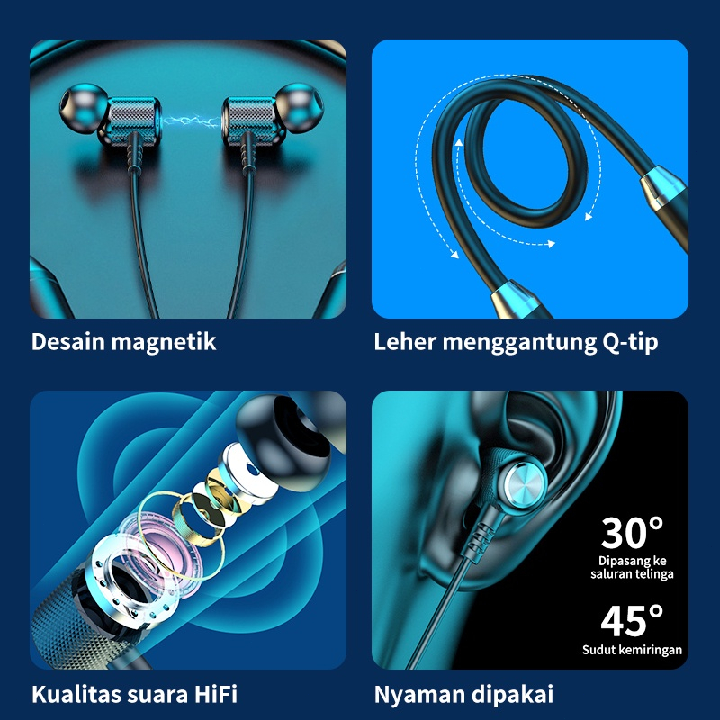 Jual Sports Neck TWS Headset Bluetooth 9DHiFi Waterproof Bass with ...