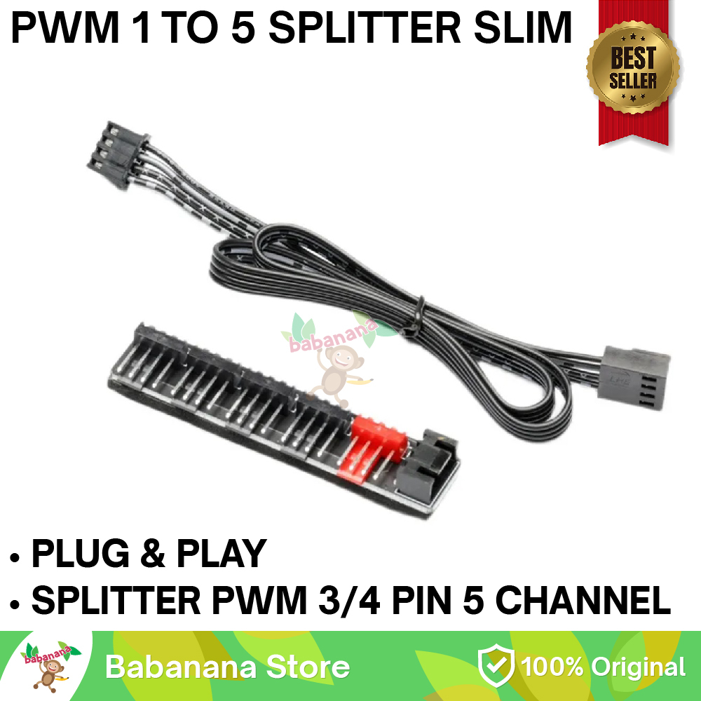 Jual Kabel Splitter 4 Pin 1 to 5 Fan PWM Hub Cable Detachable SLIM ...