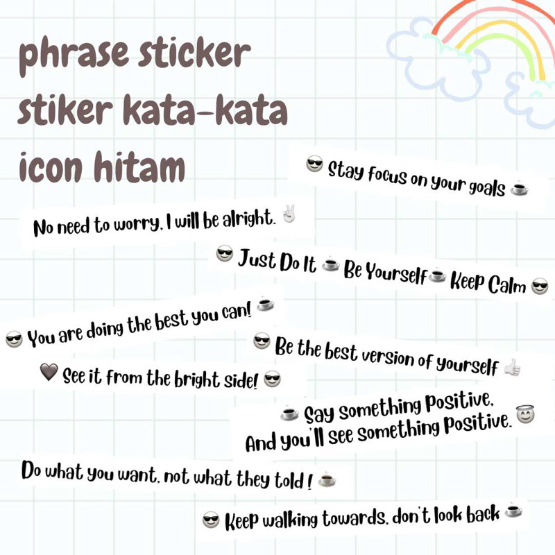 Jual stiker kata-kata icon hitam transparan/ phrase sticker/mood ...