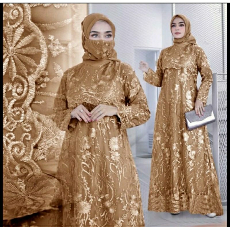 Jual Gamis Model Baru Maxi SARA (Free Masker Brukat) gamis Muslim Kondangan Kekinian Dewasa dan ...