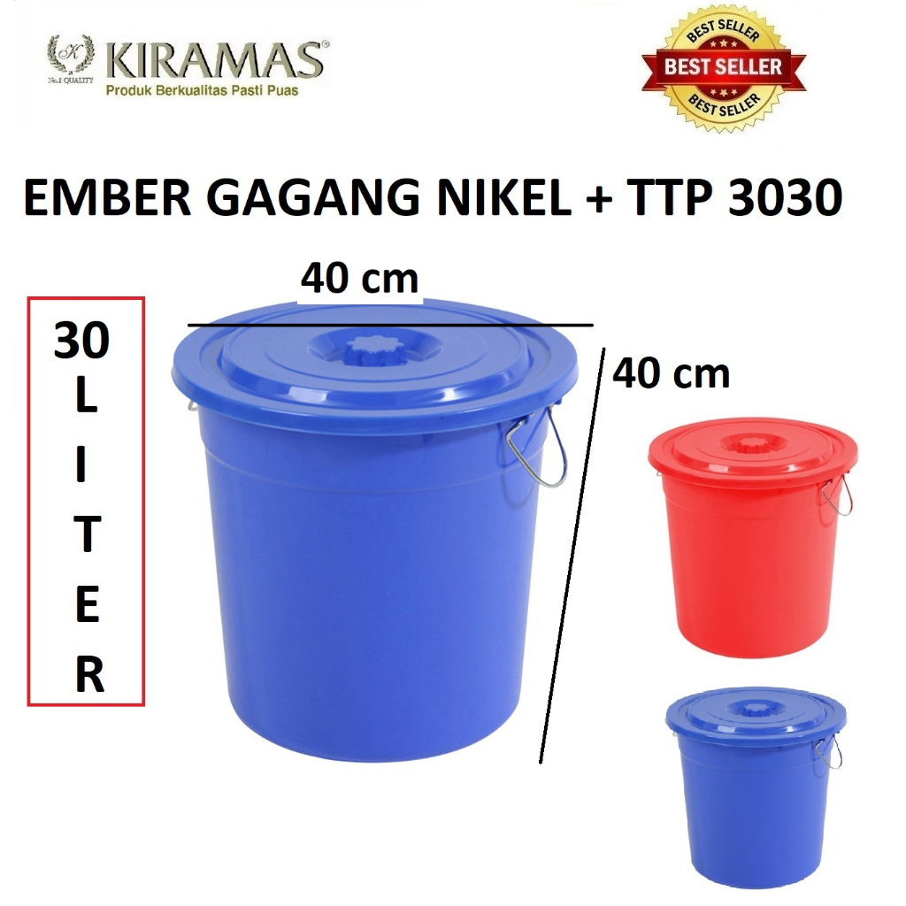 Jual KIRAMAS Ember Besar / Jumbo 30 Liter gg Nikel BIRU/MRH 3030 (By ...
