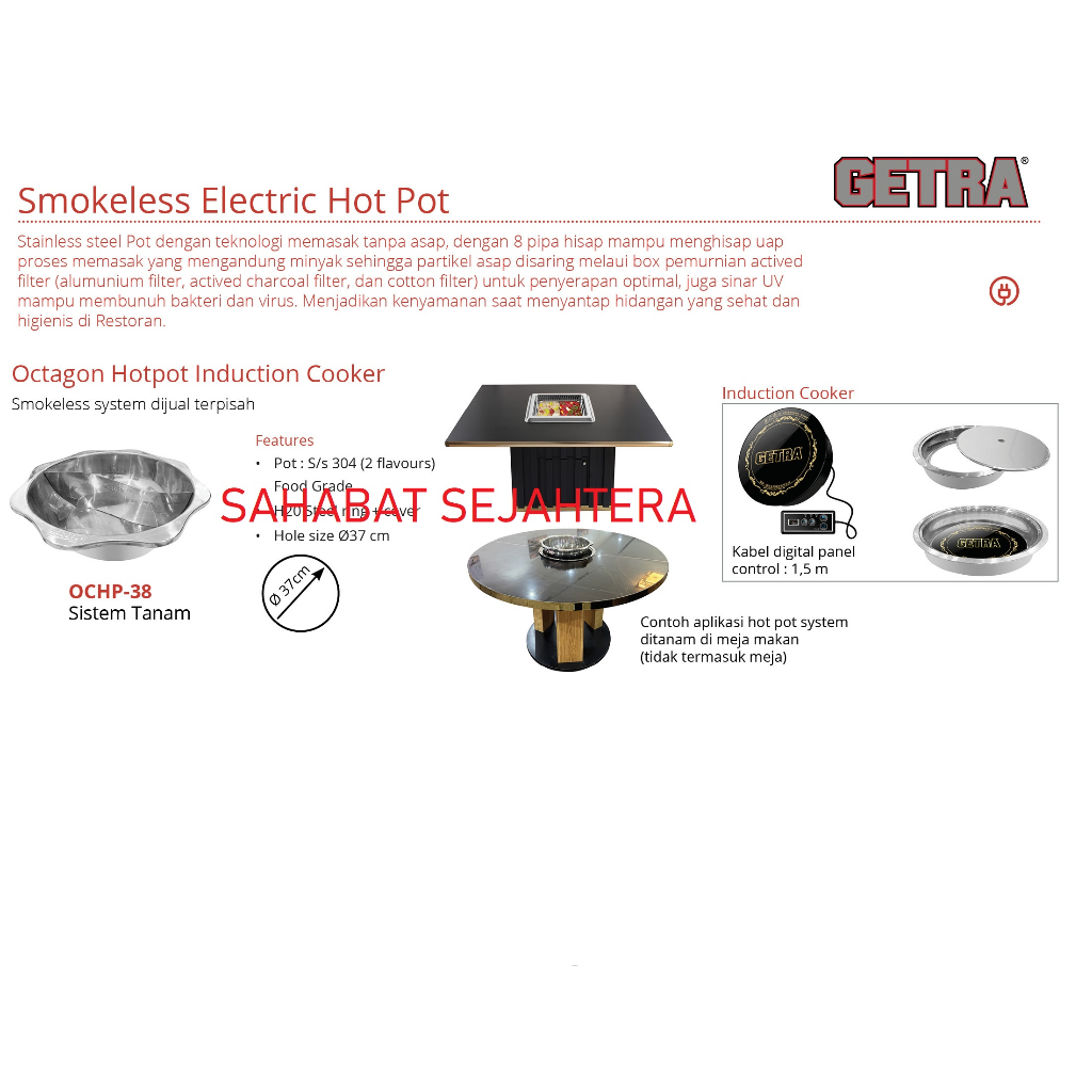 Jual GETRA Octagon Hotpot Induction Cooker OCHP-38 Alat kompor Masak ...