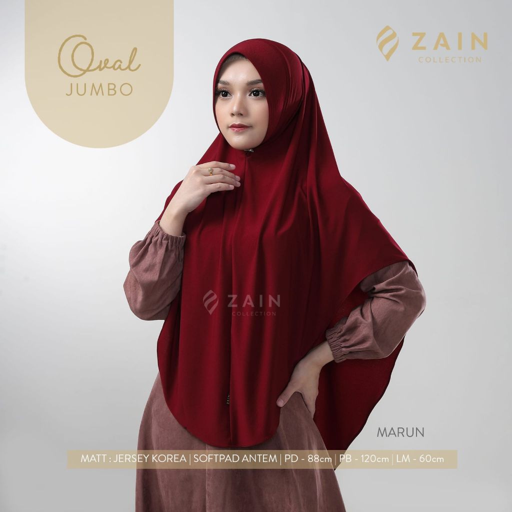 Jual Oval Jumbo - Jilbab Khimar Instan Syari Oval Jumbo Ori Zain Collection | Shopee Indonesia