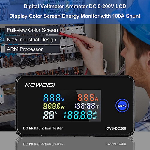 Jual Voltmeter Monitor Display 0-200V 100A Color Screen Pengukur Arus ...