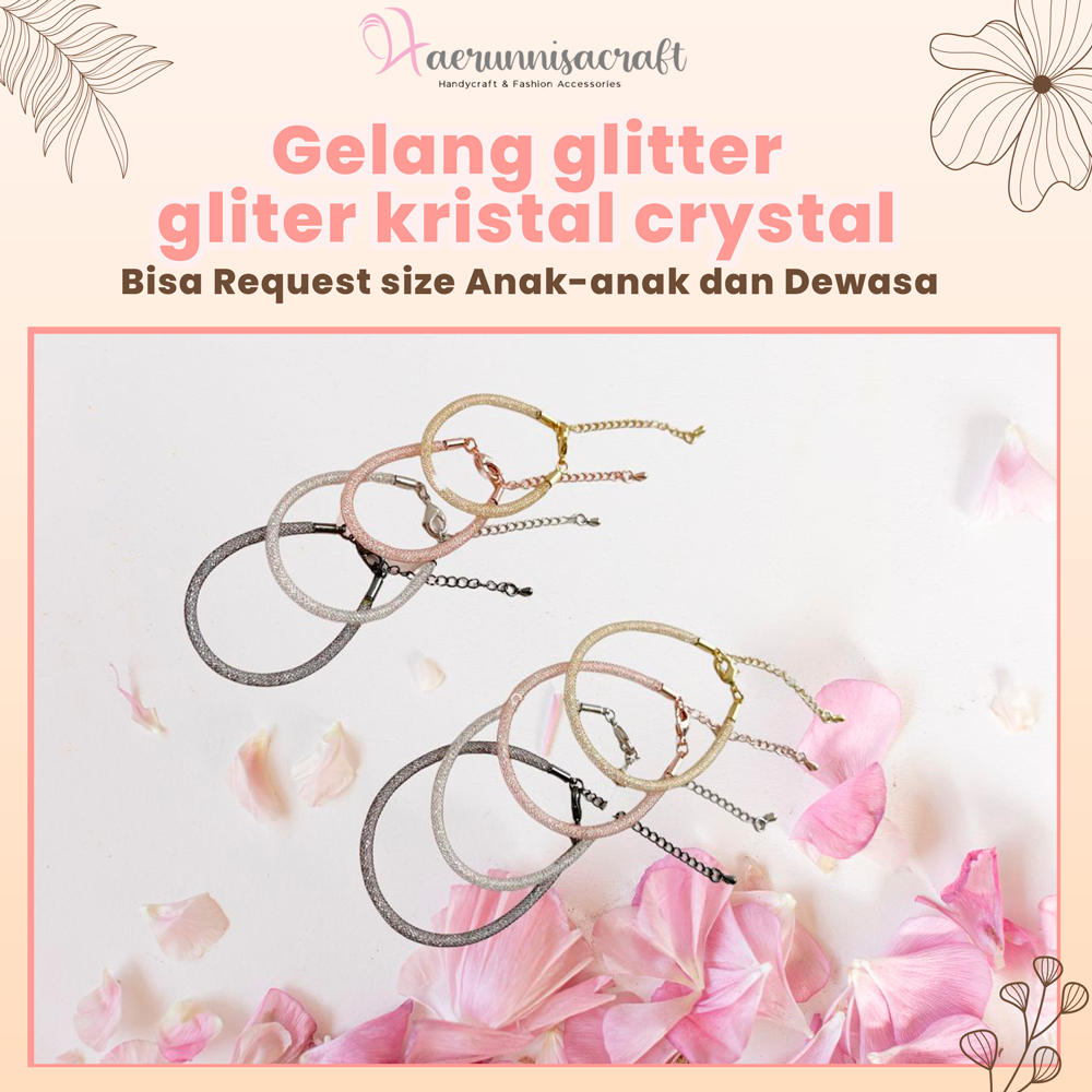 Jual gelang glitter gliter kristal crystal tali kawat pandora rantai ...