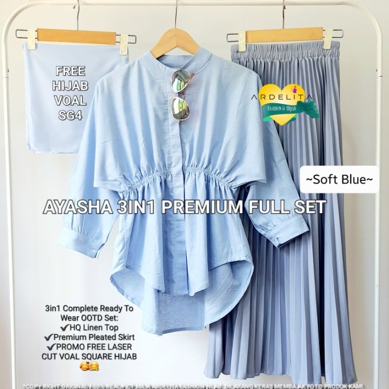 Jual AYASHA 3IN1 PREMIUM OOTD SET ONE SET ROK KEKINIAN WANITA REMAJA ...