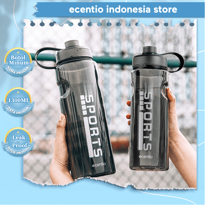 Jual ecentio 1300ml botol air minum anti tumpah sports dengan sekolah ...