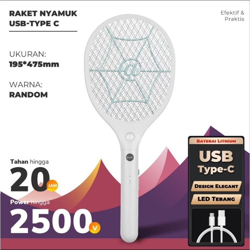 Jual Raket Nyamuk Aoki USBC 879 / Raket Nyamuk USB-Type C / Raket ...