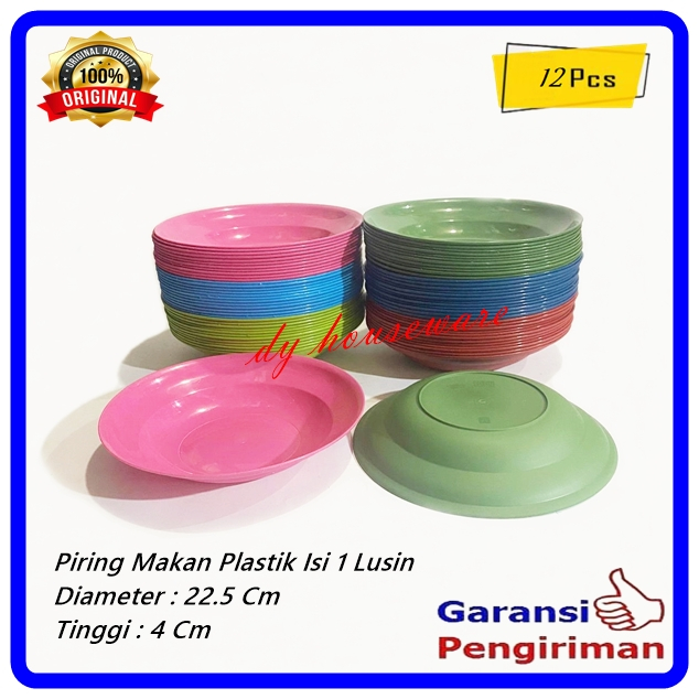 Jual Piring Makan Plastik Ukuran 9 Inchi Warna Warni ( Harga 1 Lusin ...