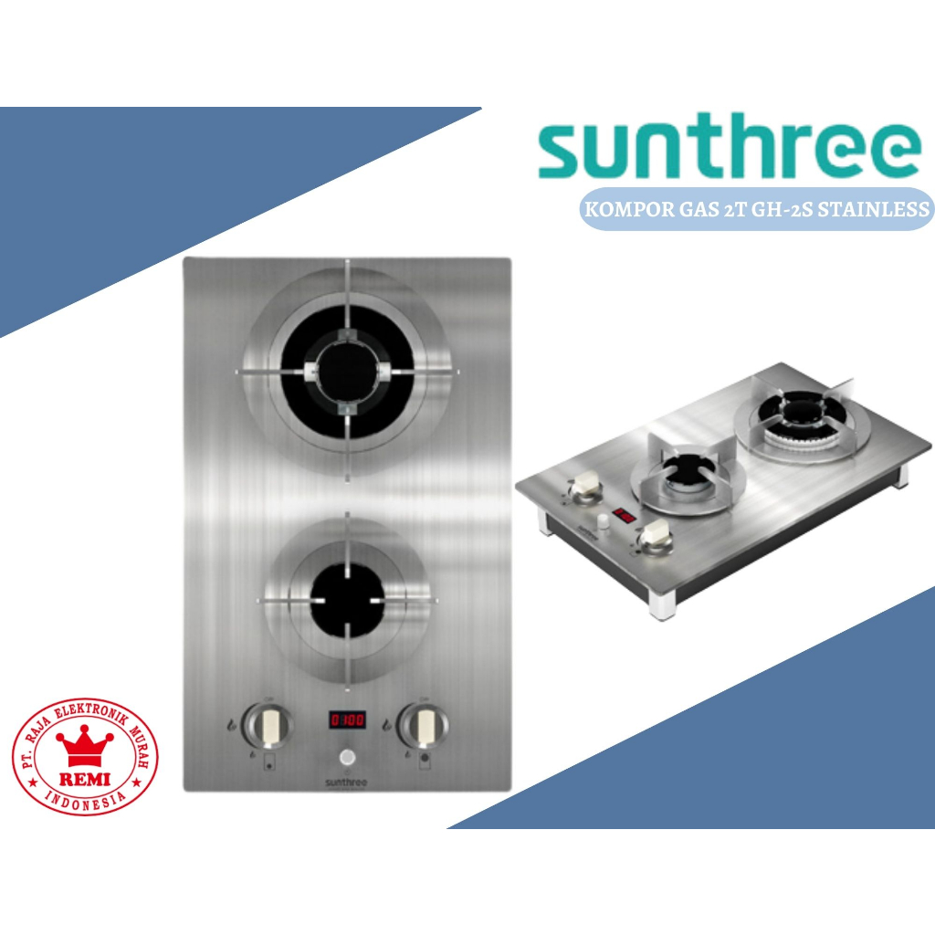 Jual SUNTHREE Kompor Gas Hob Stainless 2 Tungku GH-2S Built-In or Stand ...