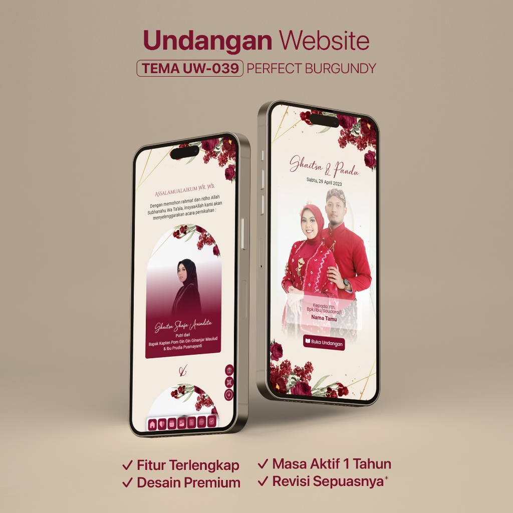Jual UW-039 | Undangan Website Premium Perfect Burgundy Tema Foto ...