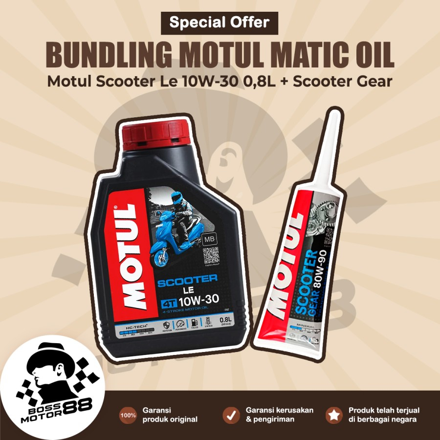 Jual Paket Oli Matic Motul Scooter Le 0,8L + Scooter Gear 120ml Honda ...