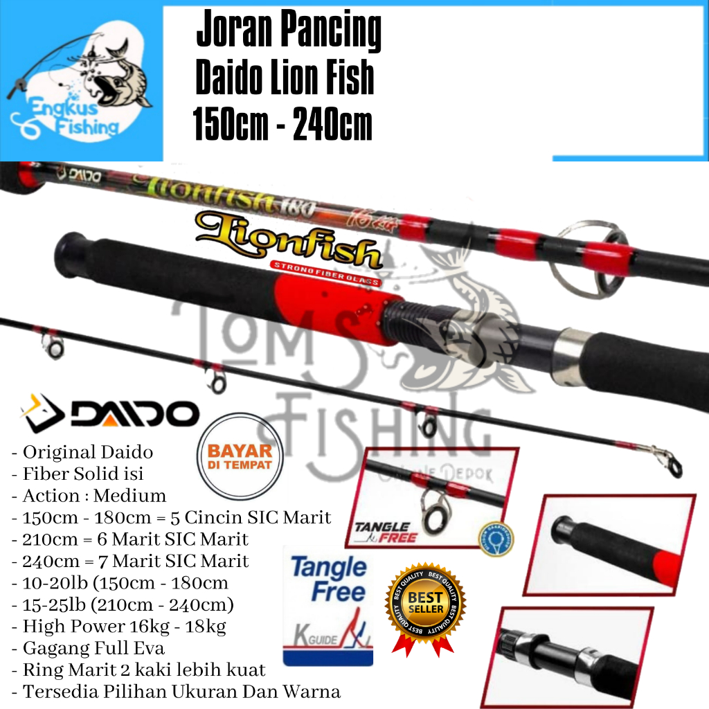 Jual Joran Pancing Daido Lion Fish 150cm - 240cm 18kg (10-20lb) Fiber ...