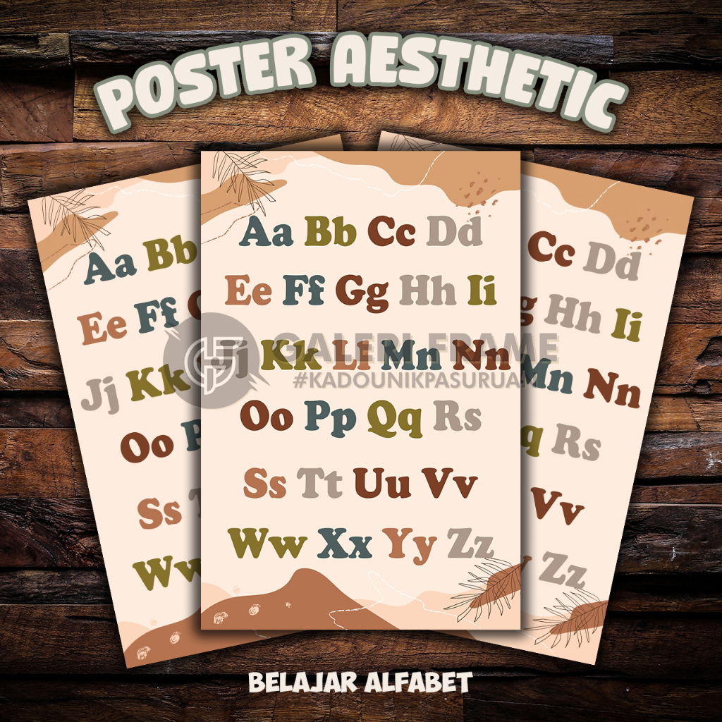 Jual POSTER HURUF ALFABET EDUKASI UNTUK ANAK | Desain Aesthetic A3 ...