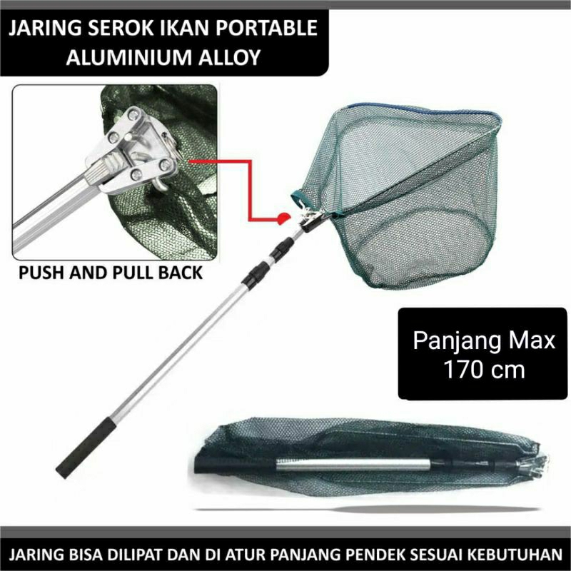 Jual Serokan Jaring Ikan Telescopic Net Aluminium | Shopee Indonesia