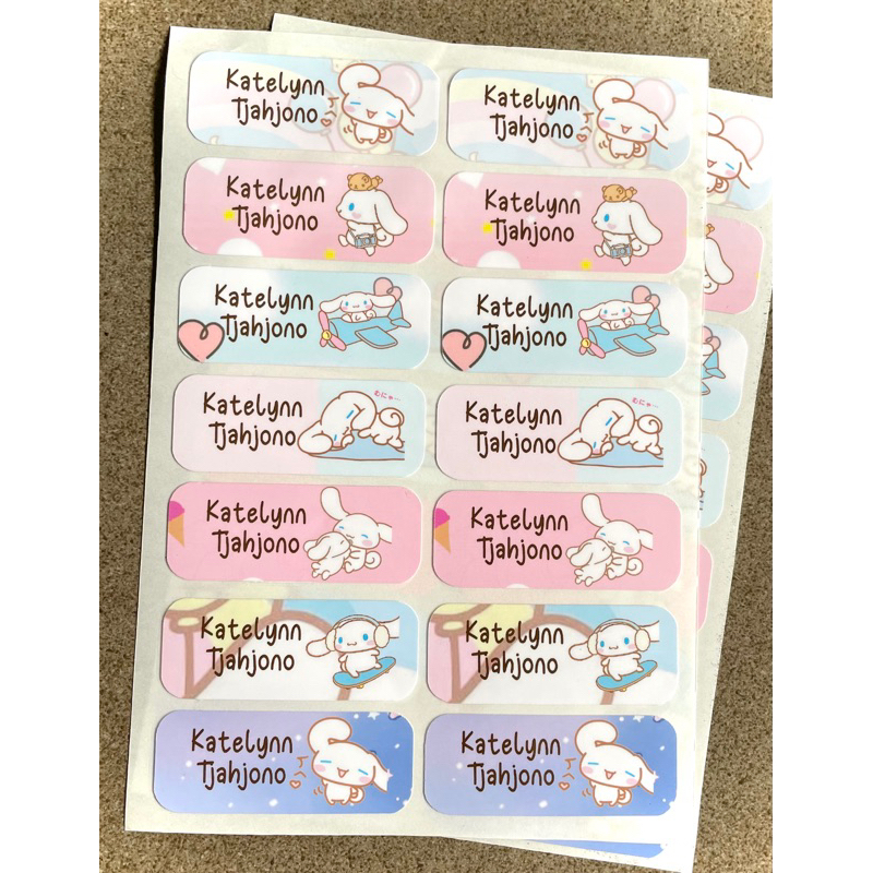 Jual Kuromi Cinamoroll Stiker Label Nama waterproof Vinyl Custom 2 ...