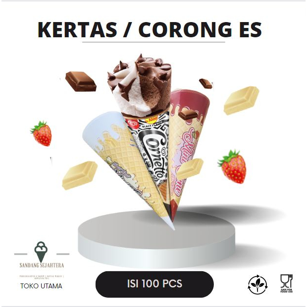 Jual 100PCS + TUTUP RESEP ES KRIM BUNGKUS CONE MINI / KEMASAN MINI CONE ...