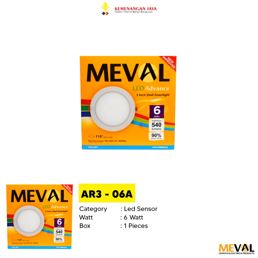 Jual LAMPU MEVAL / LED SHELL DOWNLIGHT AR3-06A / 6 WATT | Shopee Indonesia