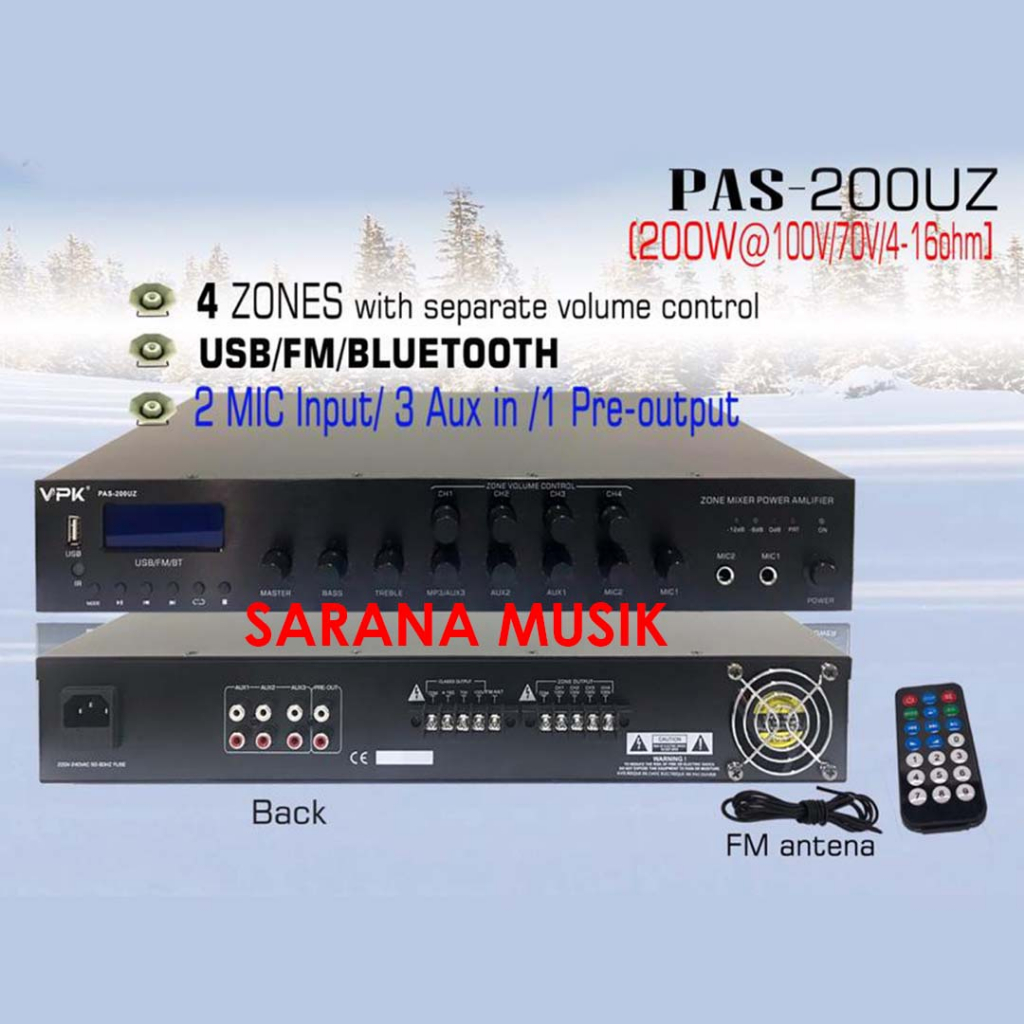 Jual AMPLIFIER VPK PAS 200UZ AMPLI VPK PAS 200 UZ VPK PAS200UZ 4 ZONA ...