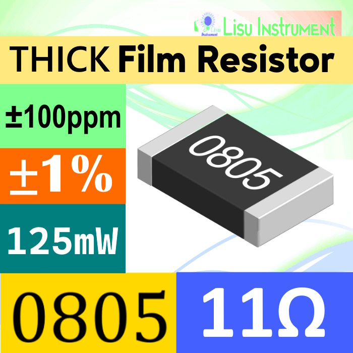 Jual 11Ω 0805 2012(mm) ±1% THICK Film Resistor SMD ±100ppm/°C 125mW 11R | Shopee Indonesia