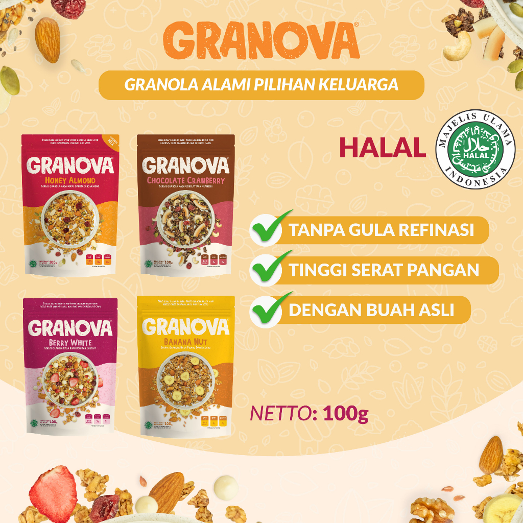 Jual Granova - Granola 100 gr x 1 pc (Honey Almond, Choco Cranberry ...