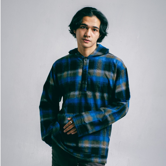 Jual Screamous Kemeja Flannel HoodieShirt LIBER GREEN BLUE | Shopee ...