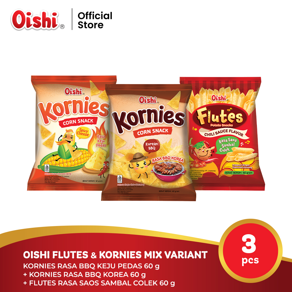 Jual Oishi Flutes & Kornies Mix Variant (3 pcs) | Shopee Indonesia
