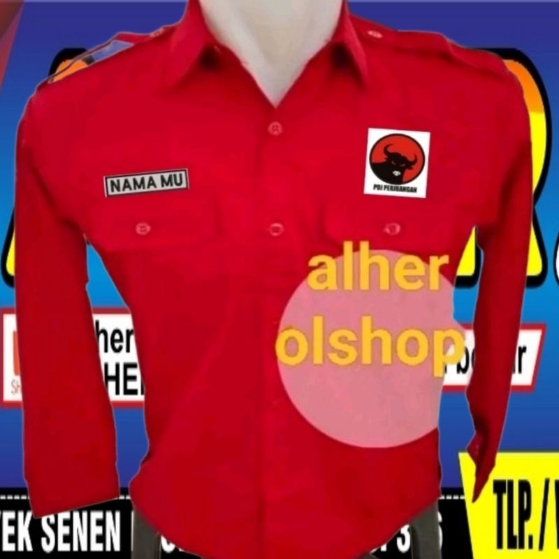 Jual kemeja partai PDI terbaru baju partai PDi seragam partai pdi ...