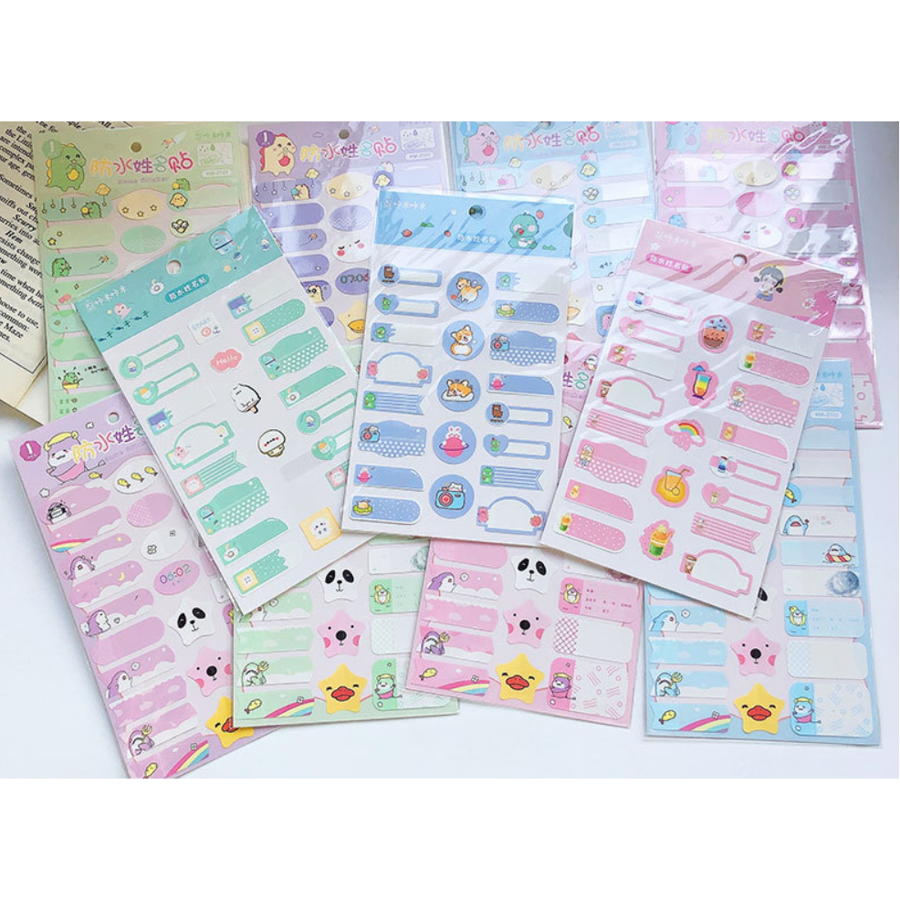 Jual Sticker Label Nama Waterproof Anti air / Stiker Label Nama CUTE ...