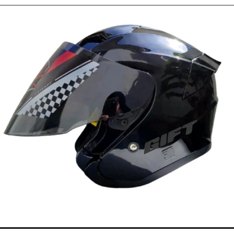 Jual HELM GIFT SARGON + spoiler solid /POLOS HALF FACE , SOLID PILIH ...