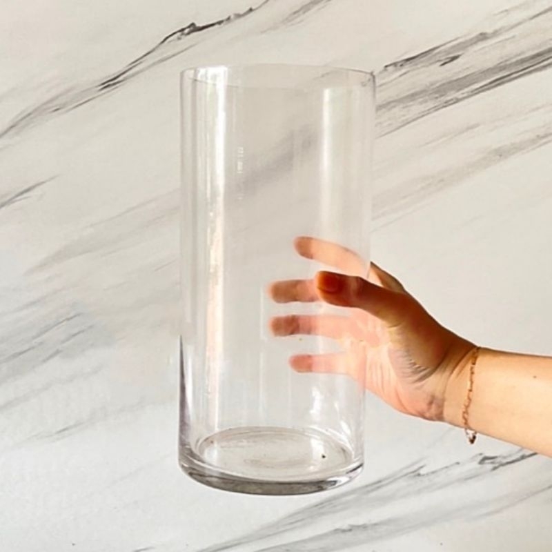 Jual Vas Bunga Kaca Bening Tinggi Besar Minimalis Estetik/ Vas Kaca ...