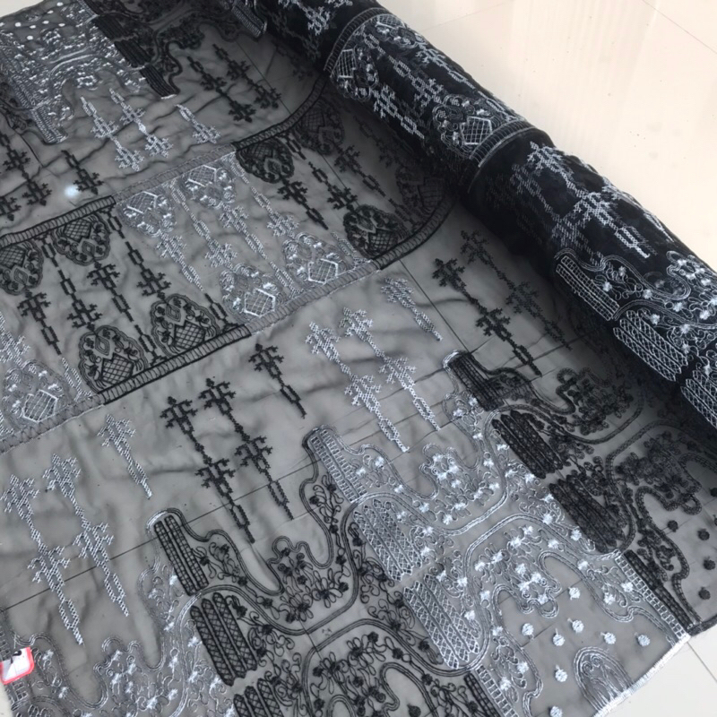 Jual Kain Organza motif etnik 2tone.Organza Bordir | Shopee Indonesia