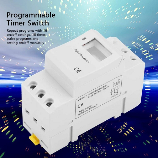 Jual Electronic Weekly Programmable Digital Time switch Relay Timer Control MCB Din Rail AC 200V ...