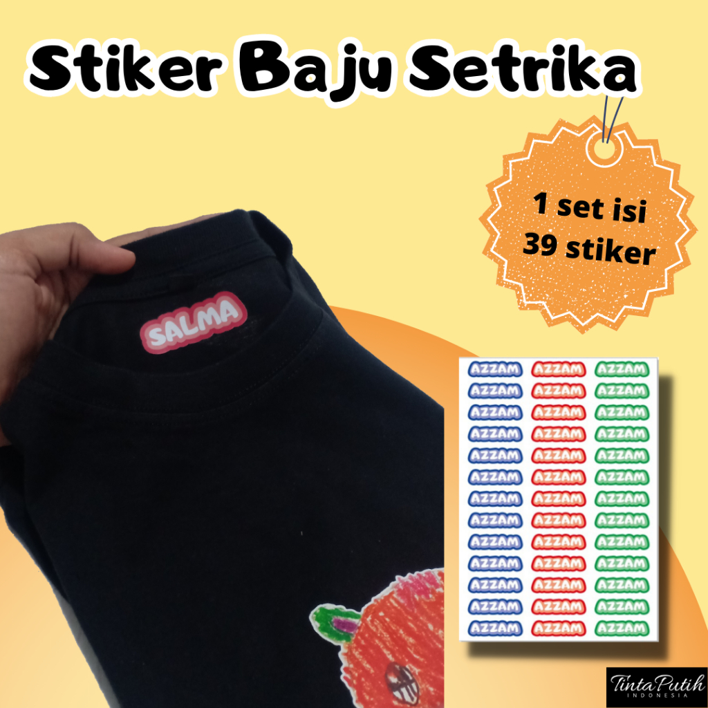 Jual Stiker Baju Setrika / Stiker Nama Kain / Stiker Kain / Sticker ...