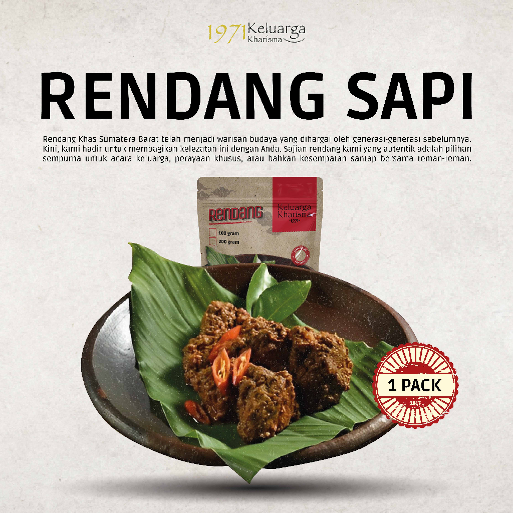 Jual Rendang Sapi Khas Keluarga Kharisma / 100 gram / Siap Makan ...