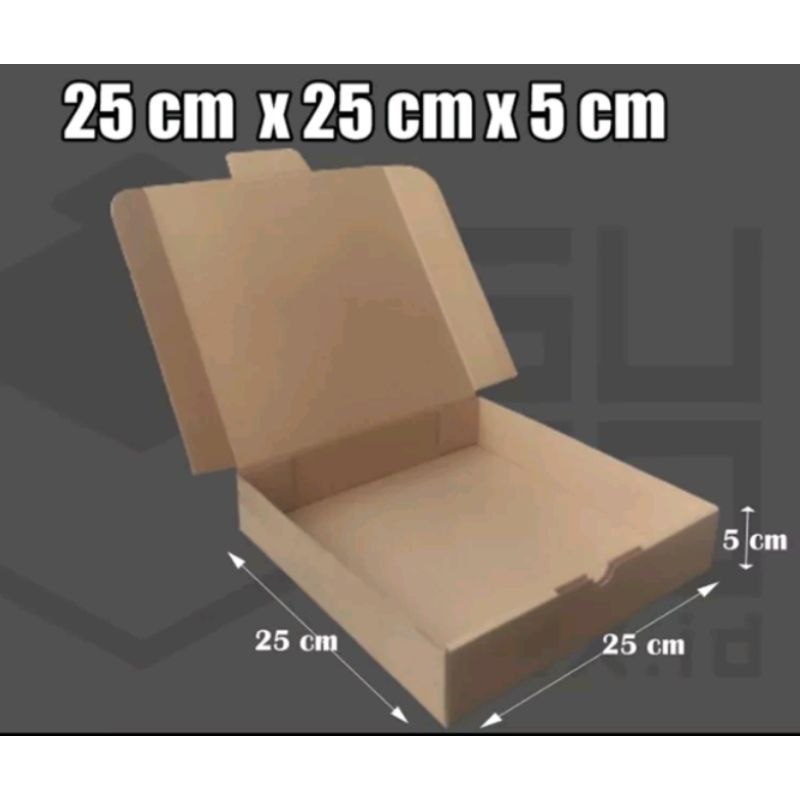 Jual Dus Pizza Polos 25x25x5 cm / Gift Box Coklat Die Cut Kraft Baju ...
