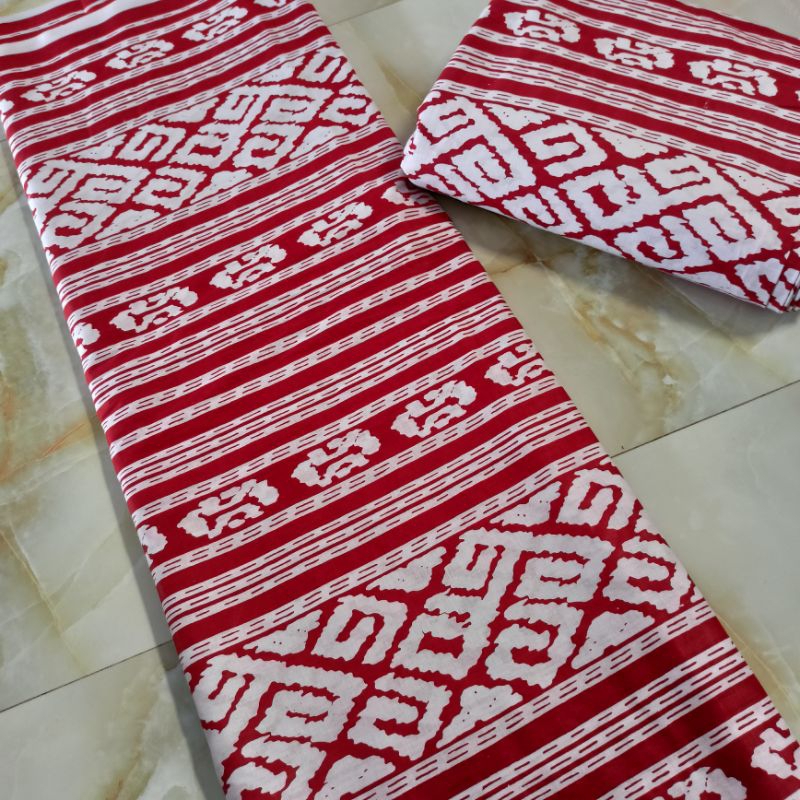 Jual crn kain batik motif songket warna merah putih | Shopee Indonesia