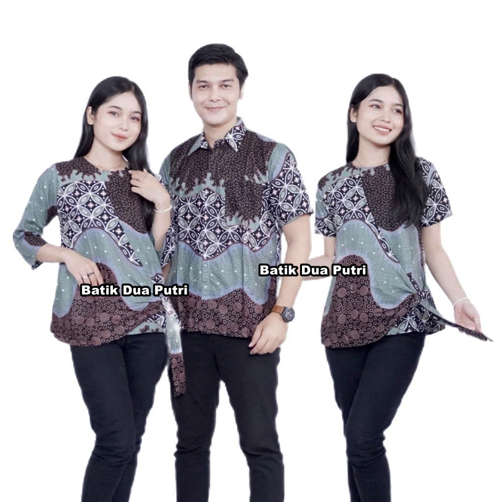 Jual Couple Batik Wanita Atasan Batik Minimalis Blouse teh hijau ...