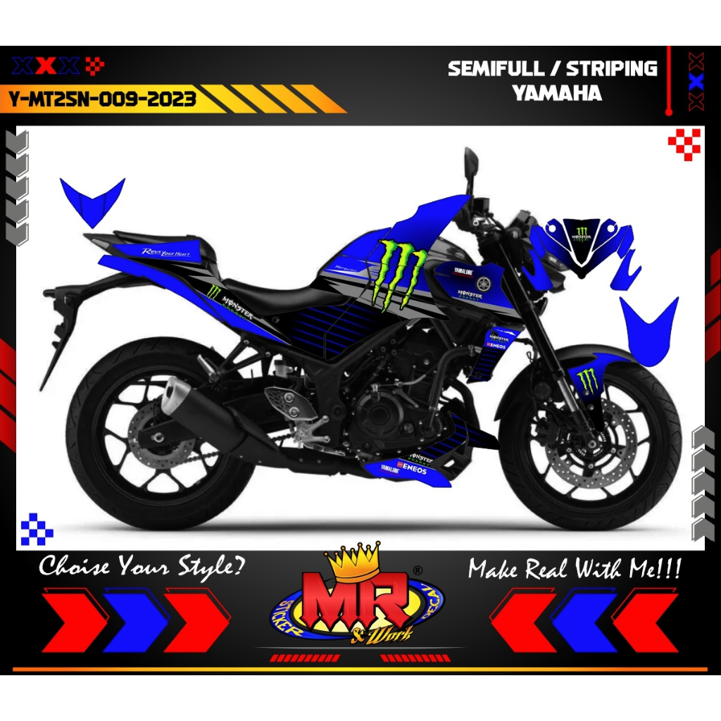 Jual Decal Sporty Design Racing Stiker Motor Yamaha MT 25 New Semi ...