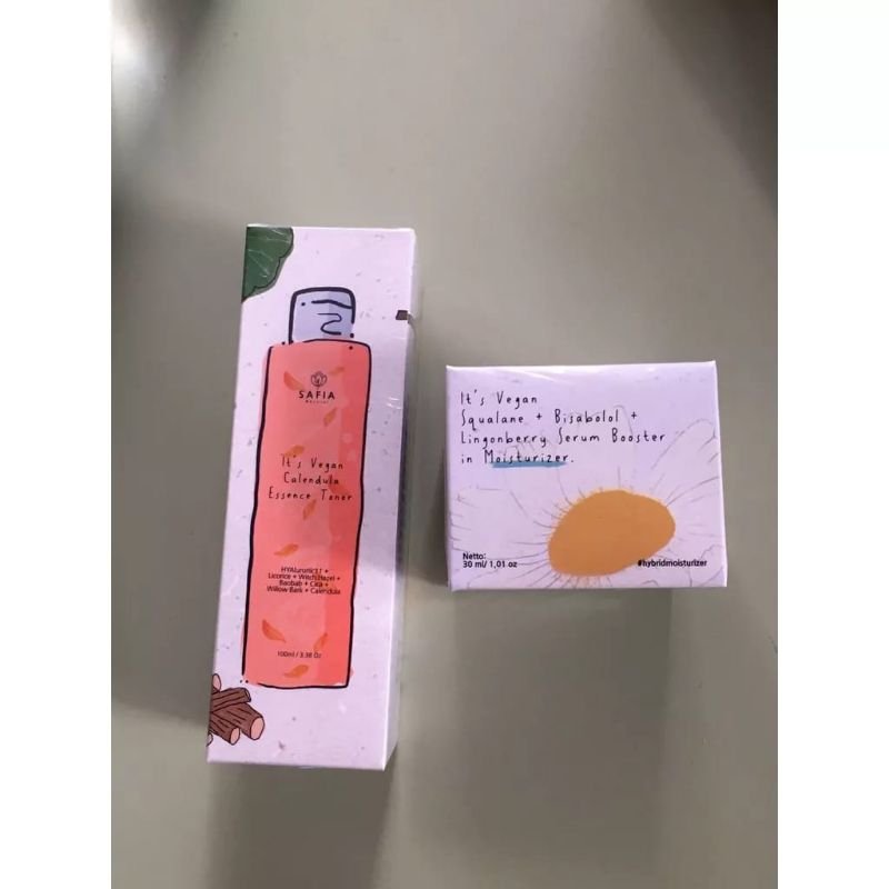 Jual Safia Natural Bundling It's Vegan (moisturizer + Essence toner ...