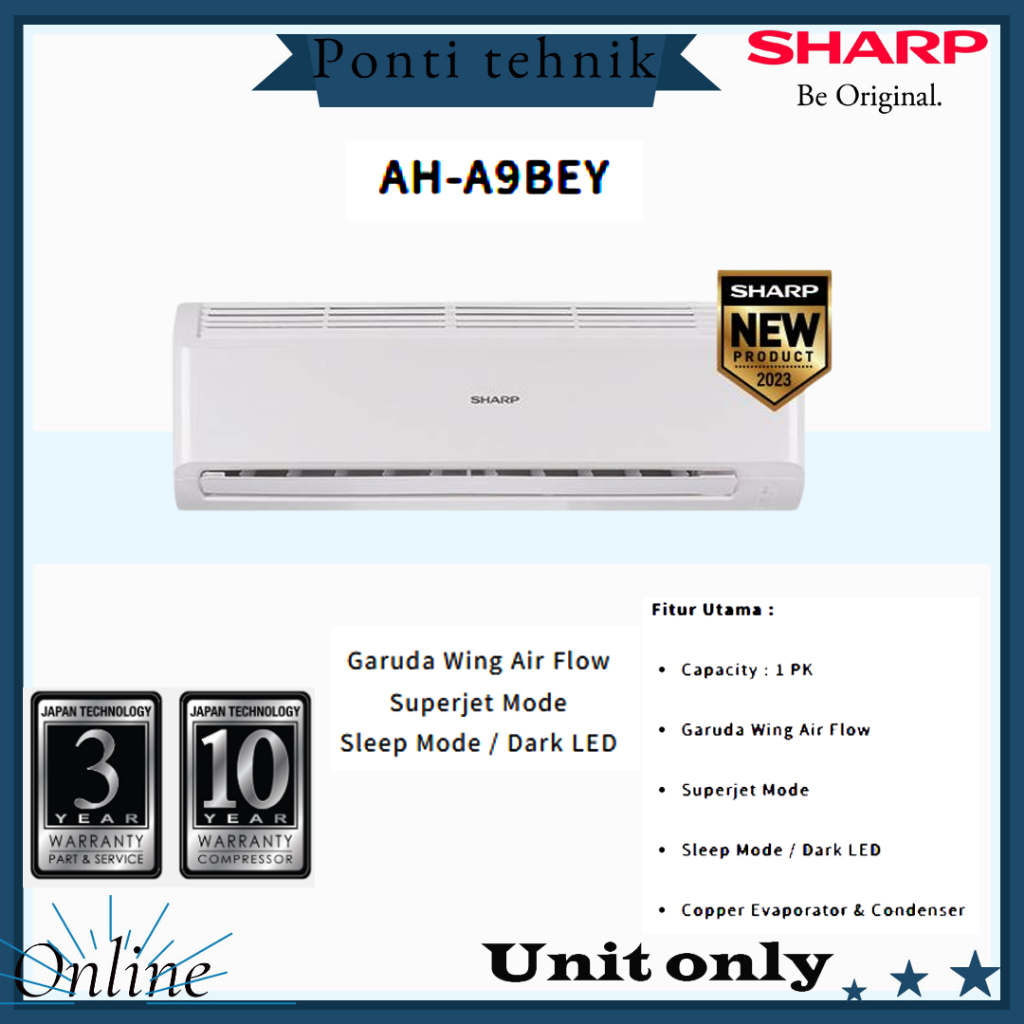 Jual AC SHARP TERBARU AH-A9BEY 1 PK UNIT-ONLY | Shopee Indonesia