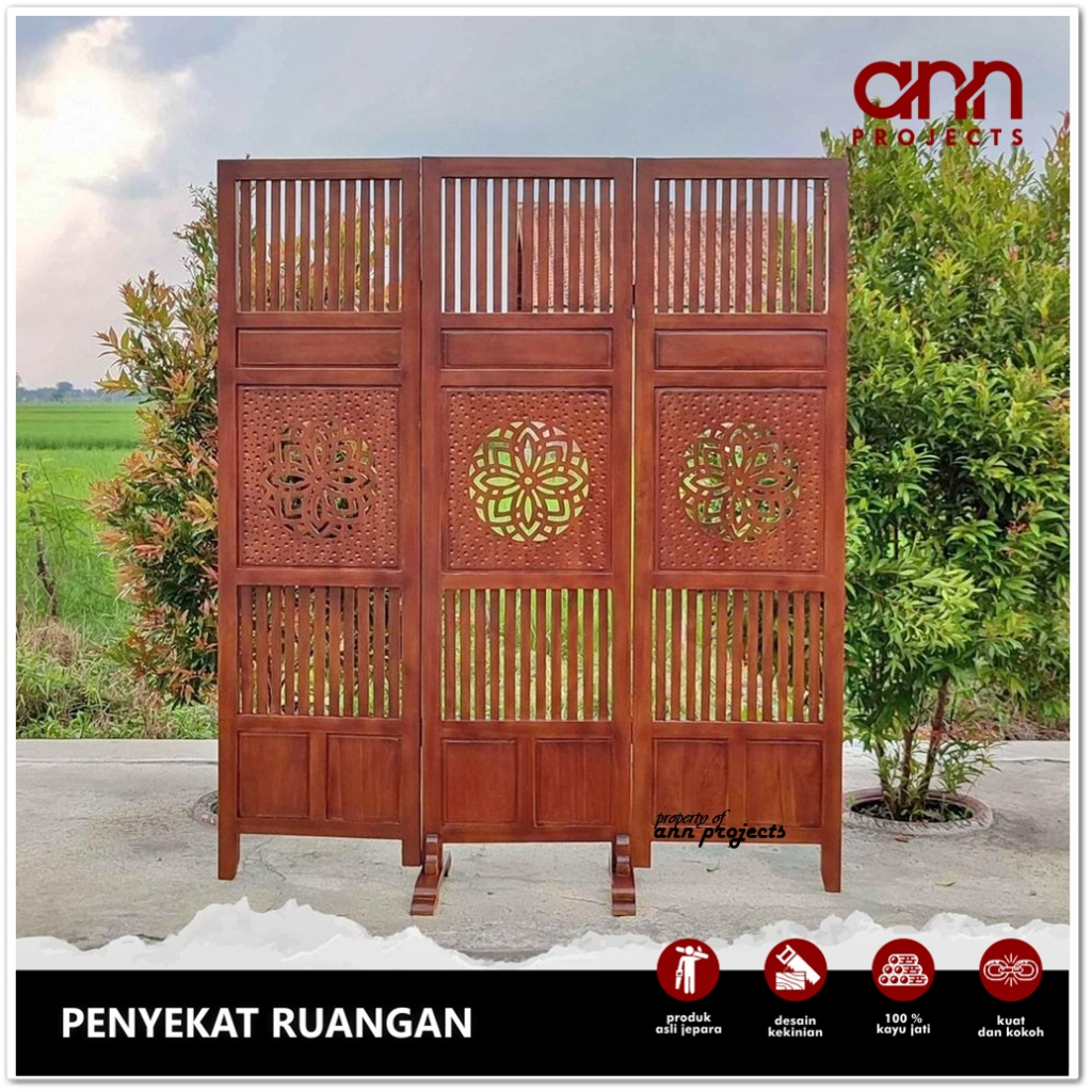 Jual Partisi Penyekat Ruangan Pembatas Ruangan Minimalis Kayu Jati ...
