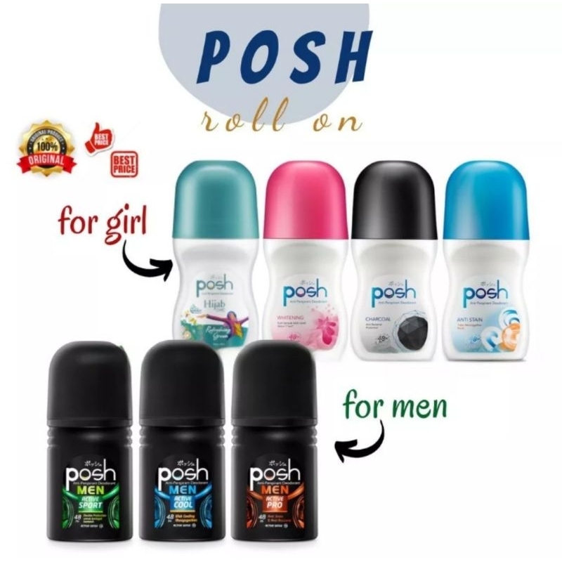 Jual POSH Deo Roll On Deodorant Perfumed 50ml - Posh Men Deo Roll On 50 ...