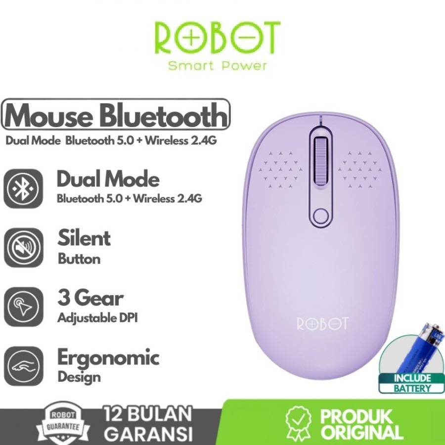 Jual ROBOT M360 Mouse Bluetooth + Wireless 2.4G Dual Mode Silent Klik ...