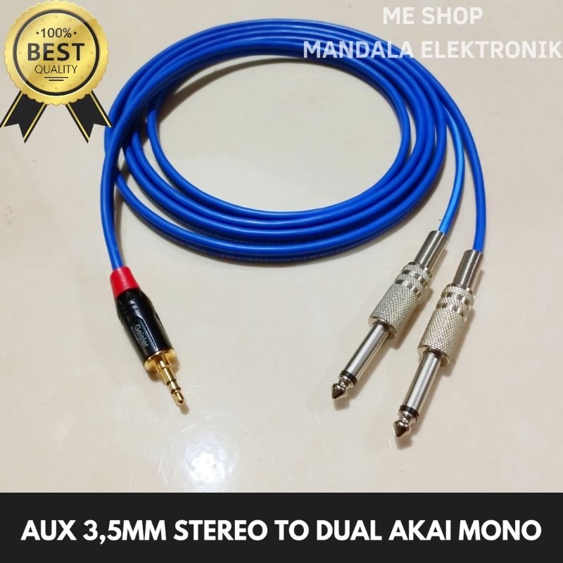 Jual kabel jack mini aux 3,5mm to dual akai mono premium quality | Shopee Indonesia
