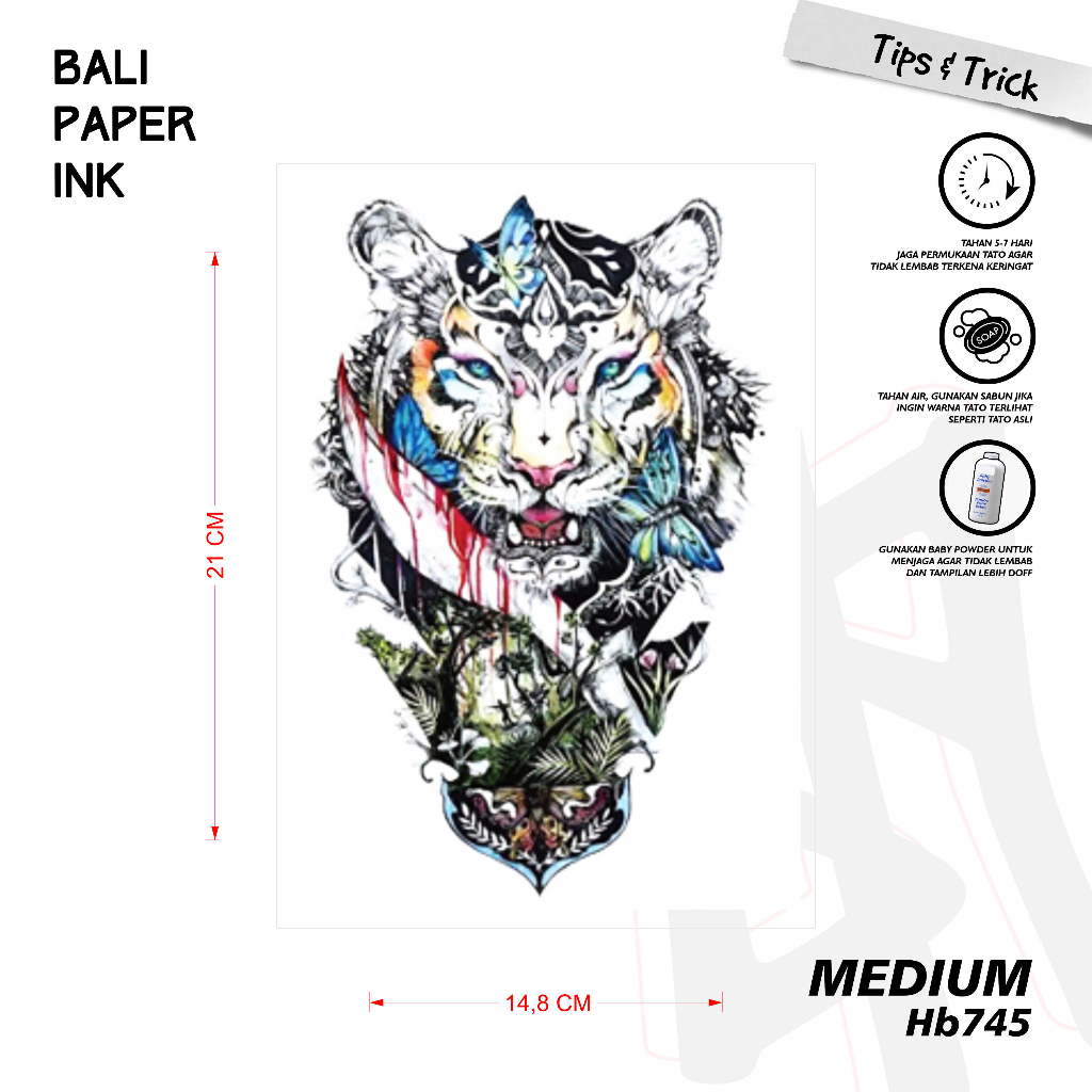 Jual Tato Harimau HB745 - Basic Temporary Tattoo - By Bali Paper Ink ...