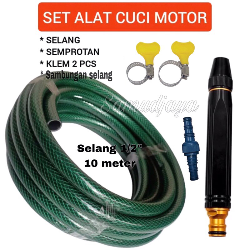 Jual paket selang air 1/2 inchi 10 meter + semprotan + klem kran ...