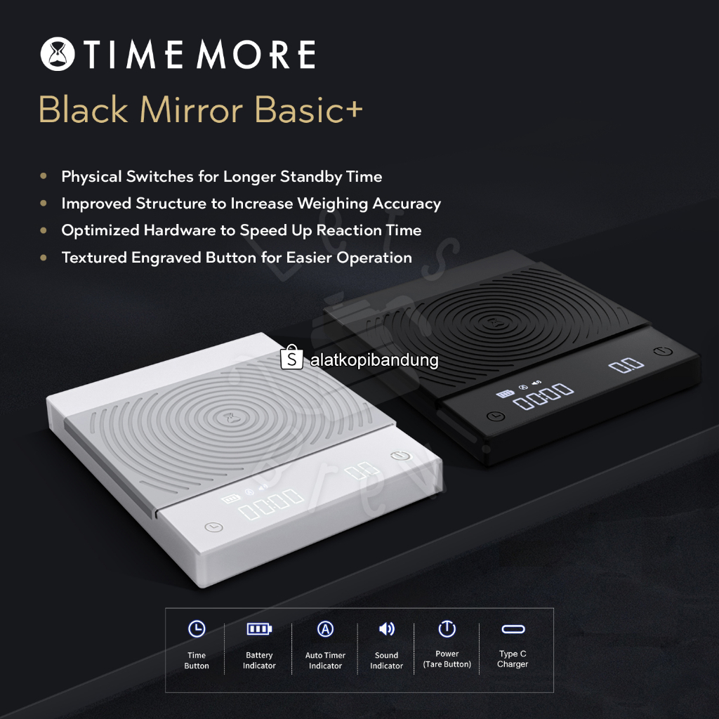 Jual Timemore Basic Plus 2 Black Mirror Digital Coffee Scale 100% Original | Shopee Indonesia