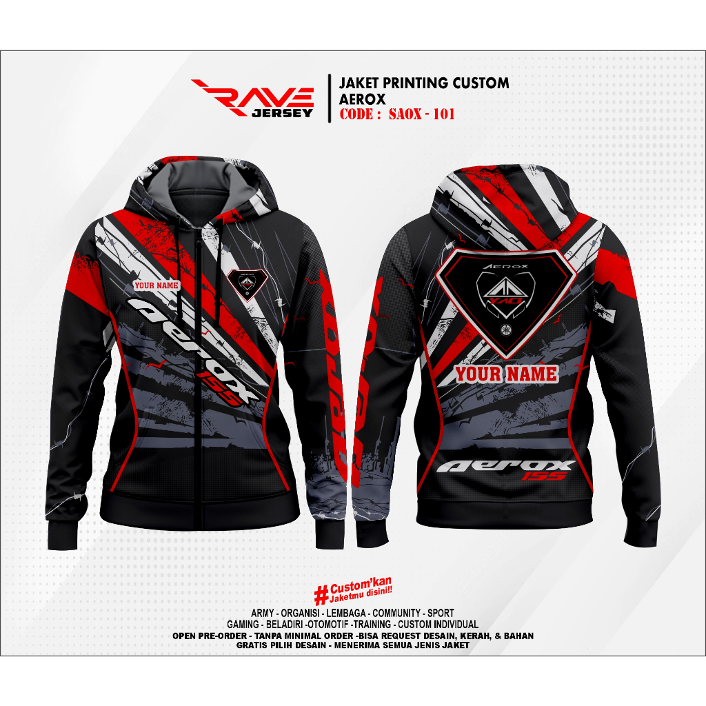 Jual JAKET MOTOR AEROX FULL PRINTING SUBLIMATION CUSTOM (DESAIN SUKA ...