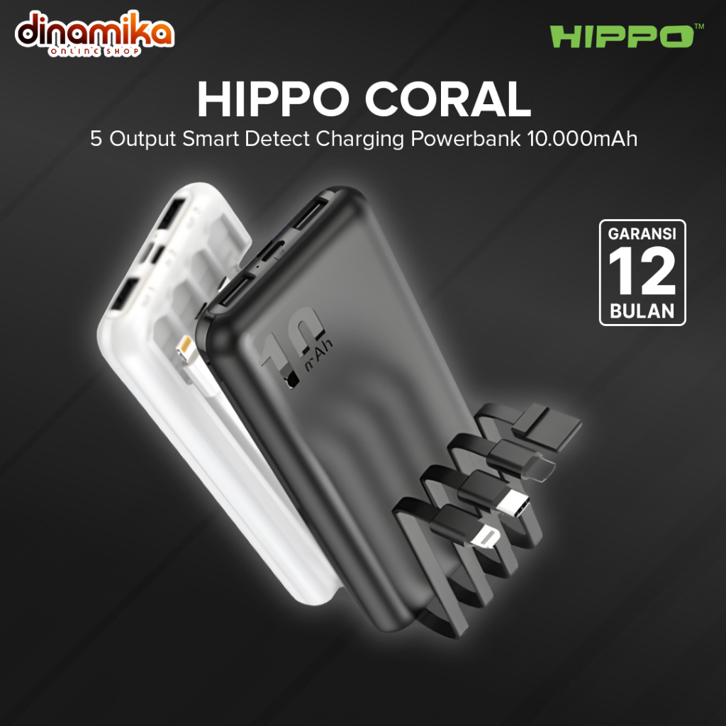 Jual Hippo PowerBank Coral 10000mAh 5 Output Smart Detect Charging ...